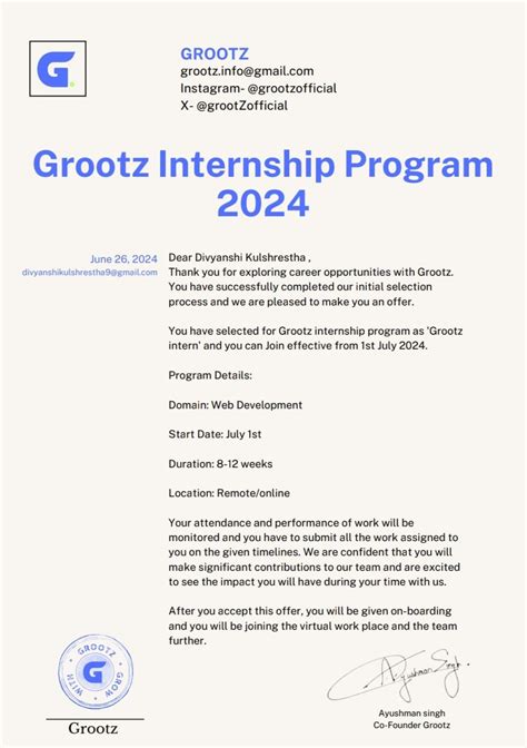 Divyanshi Kulshrestha On Linkedin Internship Webdevelopment Grootz