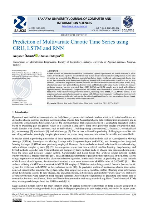 Pdf Prediction Of Multivariate Chaotic Time Series Using Gru Lstm And Rnn