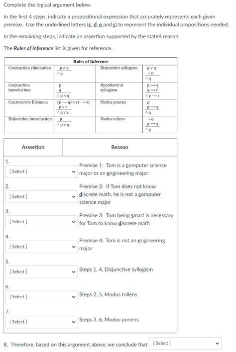 Solved Complete The Logical Argument Below In The First 4 Chegg Com