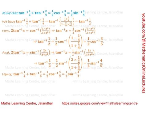 Class 12 Chapter 2 Inverse Trigonometric Functions Problems Based On