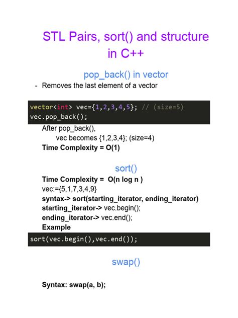 Codeism Class 4 Stl Pair Sort Structure Pdf Object Oriented