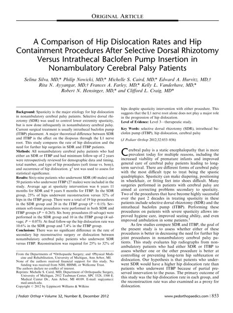 Pdf A Comparison Of Hip Dislocation Rates And Hip Containment