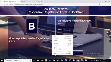 How To Create Responsive Registration Form Using Bootstrap Responsive Registration Form Youtube
