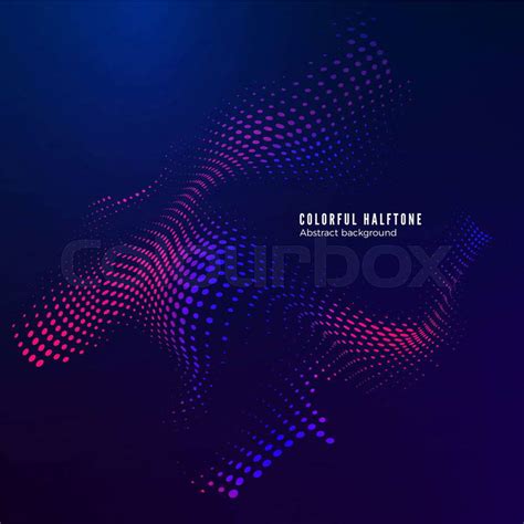 Abstract Halftone Background With Dynamic Waves Warp Dots Surface Twisted Line And Particles