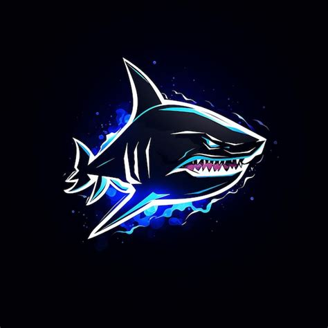 Premium Photo Neon Design Of Shark Logo Fierce With Sharp Teeth And
