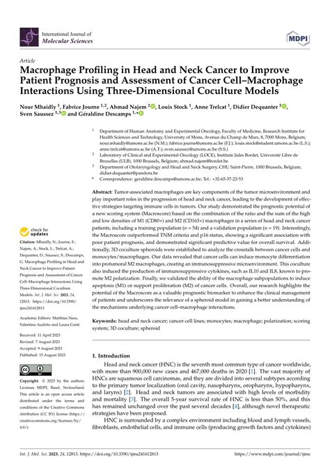 Pdf Macrophage Profiling In Head And Neck Cancer To Improve Patient Prognosis And Assessment