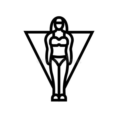 Inverted Triangle Female Body Type Line Icon Vector Illustration Stock Vector Illustration Of