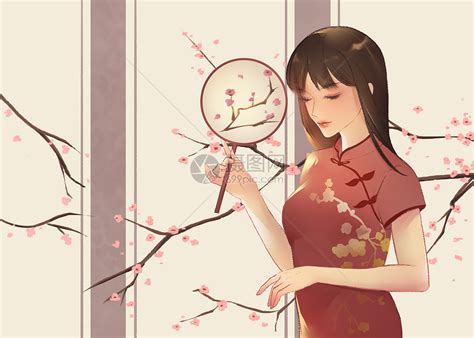 旗袍女子插画图片下载 正版图片401026373 摄图网
