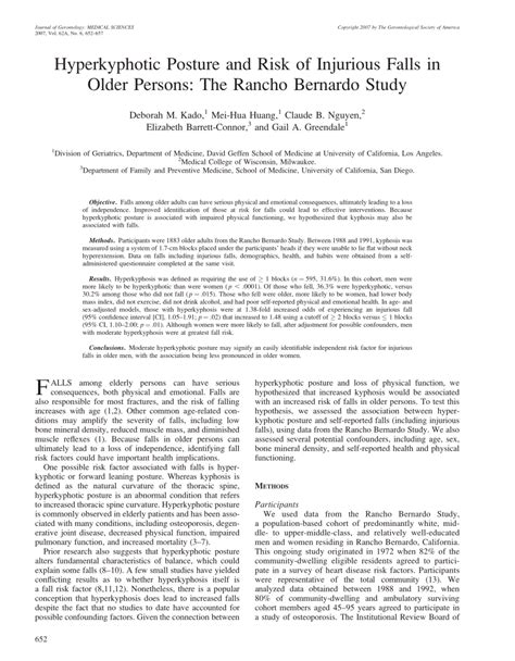 Pdf Hyperkyphotic Posture And Risk Of Injurious Falls In Older