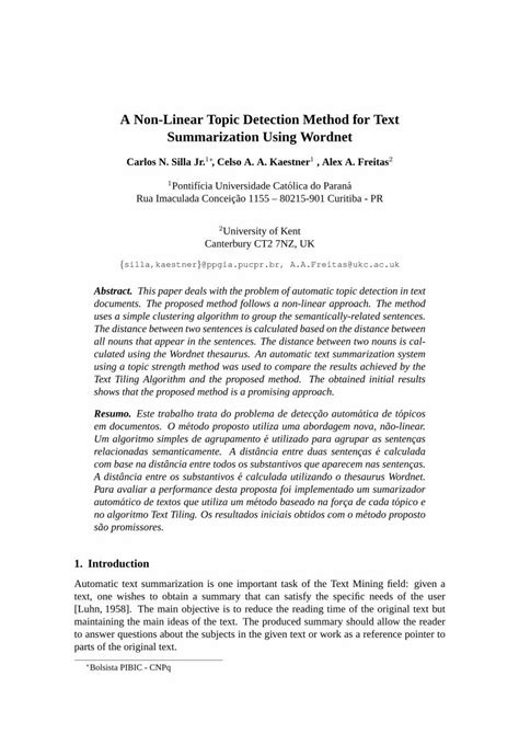pdf a non linear topic detection method for text summarization using dokumen tips