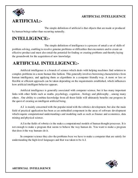 Artificial Intelligence Report