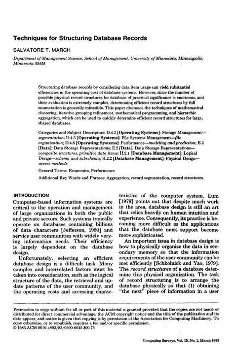 Pdf Techniques For Structuring Database Records