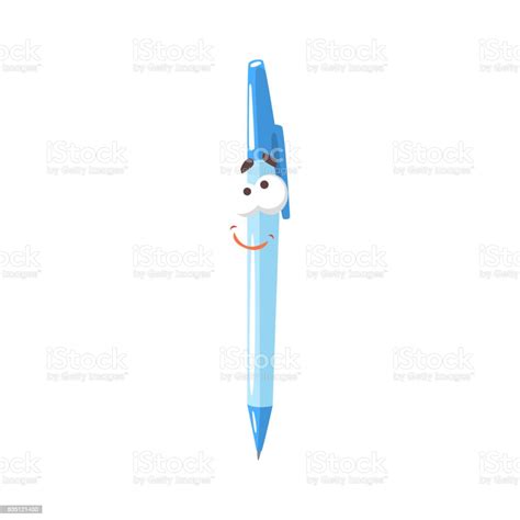 귀여운 Frienfly 만화 블루 펜 만화 캐릭터 재미 있은 얼굴 벡터 일러스트와 함께 인간 답게 펜 교육에 대한 스톡 벡터 아트 및 기타 이미지 Istock