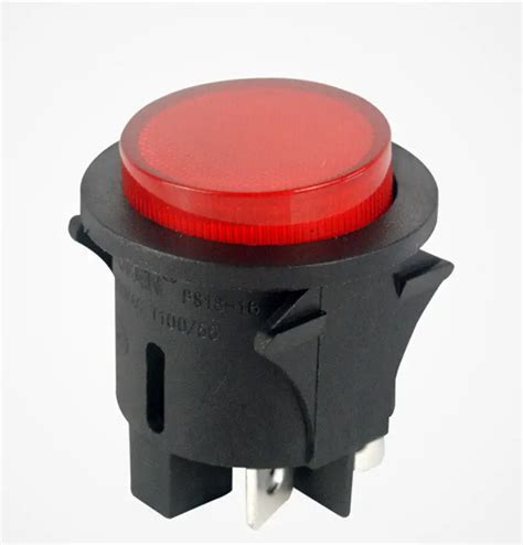 5pcs Lot Soken Push Button Switch With Red Light Ps18 16 2 On Off 16a 250v In Switches From Home