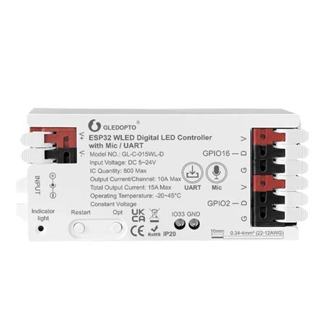 Esp32 Wled Led Light Strip Controller Mic Uart Download Music1363 £21