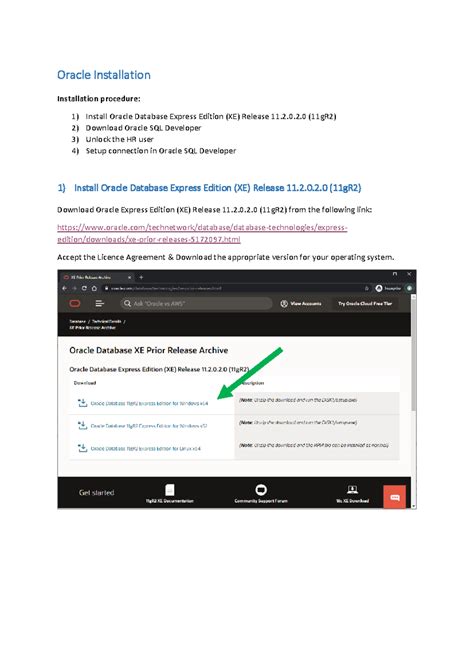 Oracle Installation Guide Oracle Installation Installation Procedure 1 Install Oracle