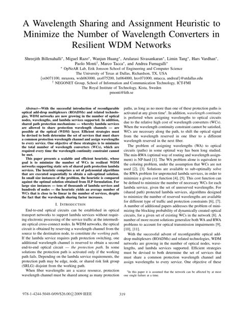 Pdf A Wavelength Sharing And Assignment Heuristic To Minimize The
