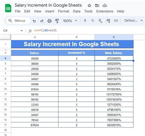 How To Calculate Salary Increment In Google Sheets With Example