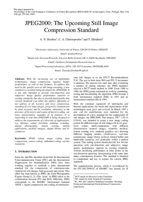 Pdf Jpeg2000 The Upcoming Still Image Compression Standard