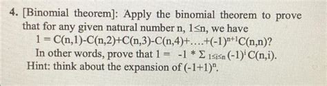 Solved Binomial Theorem Apply The Binomial Theorem To Chegg Com