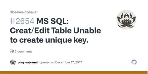 ms sql creat edit table unable to create unique key · issue 2654 · dbeaver dbeaver · github