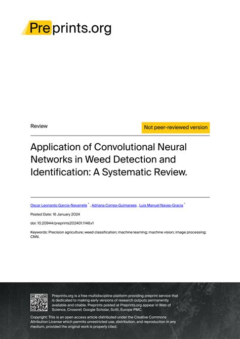 Pdf Application Of Convolutional Neural Networks In Weed Detection