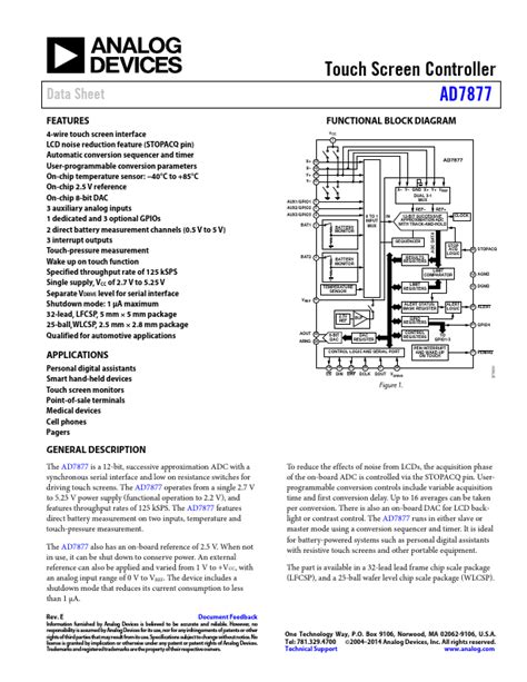Ad7877 Datasheet Controller Equivalent Analog Devices