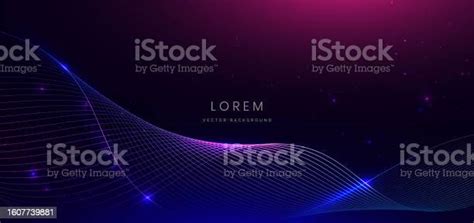 추상 기술은 진한 파란색 배경에서 움직이는 속도 동작으로 미래 지향적으로 빛나는 네온 블루와 핑크 웨이브 라이트 라인입니다 가리기에 대한 스톡 벡터 아트 및 기타 이미지