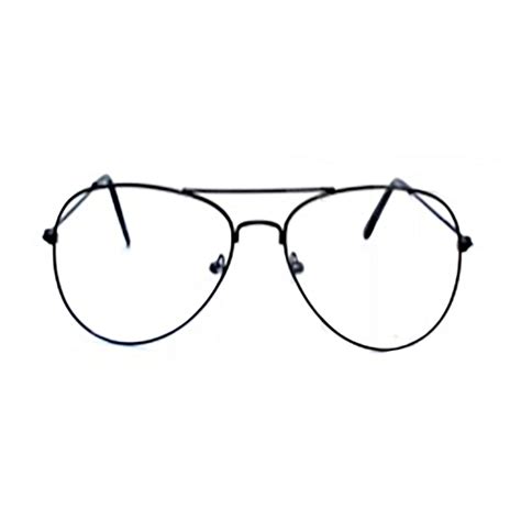 Aviator Glasses Black Frames Clear Lens Sydney Costume Shop