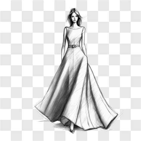 Download Elegant Black And White Fashion Sketch Of Woman On Runway