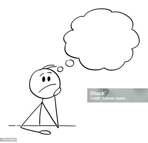 질문 답변 벡터 만화 스틱 그림 일러스트에 대한 생각 책상 뒤에 앉아 남자 또는 사업가 혼란에 대한 스톡 벡터 아트 및 기타