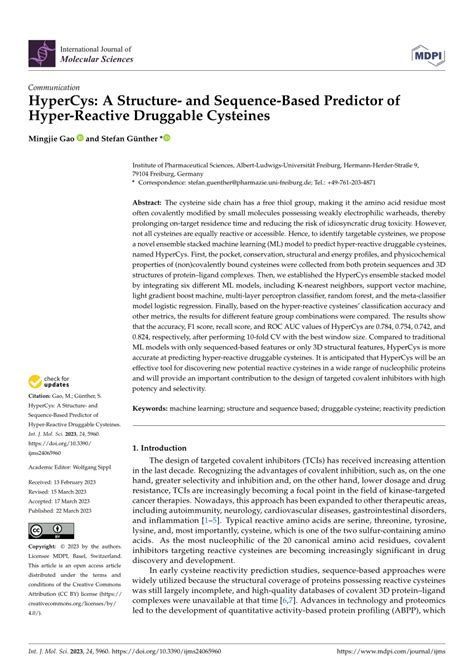 Pdf Hypercys A Structure And Sequence Based Predictor Of Hyper