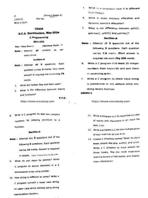 bca 2 sem c programming 18006 may 2024 pdf