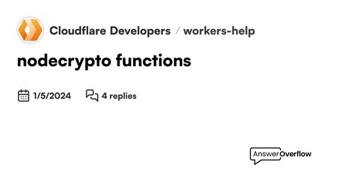 Nodecrypto Functions Cloudflare Developers