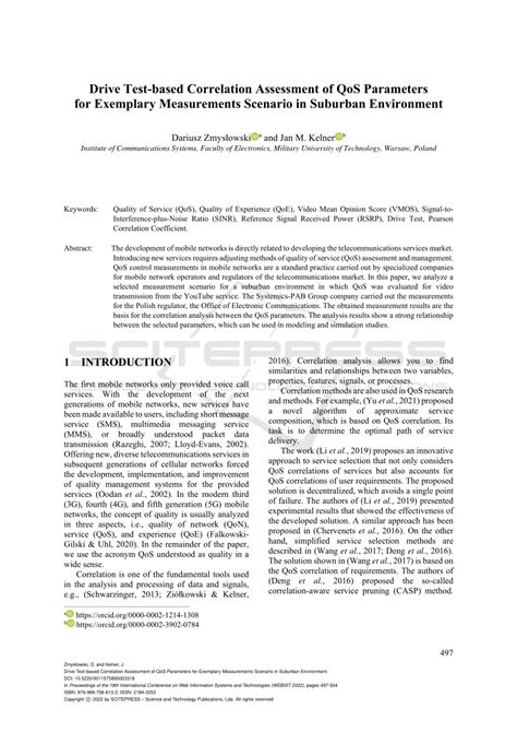 Pdf Drive Test Based Correlation Assessment Of Qos Parameters For Exemplary Measurements