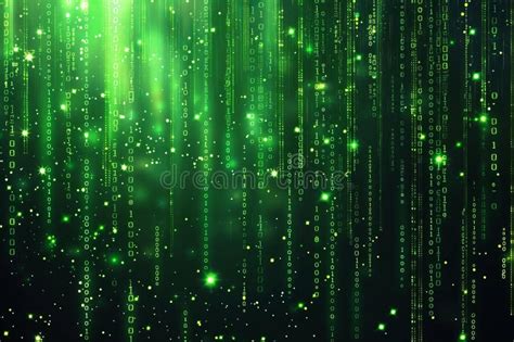 Digital Image Of Abstract Green Digital Background With Binary Code Illustration Stock