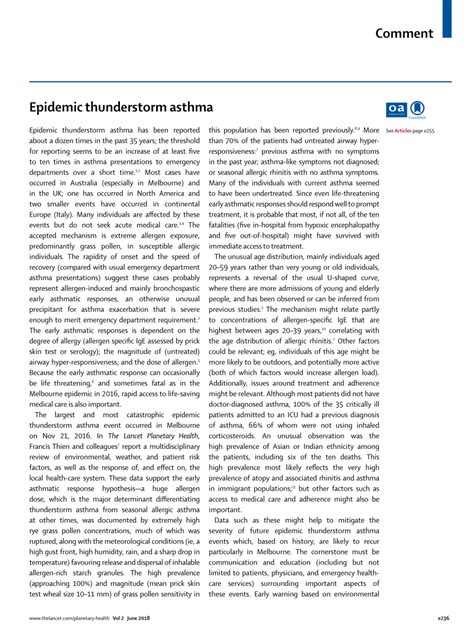 Pdf Epidemic Thunderstorm Asthma