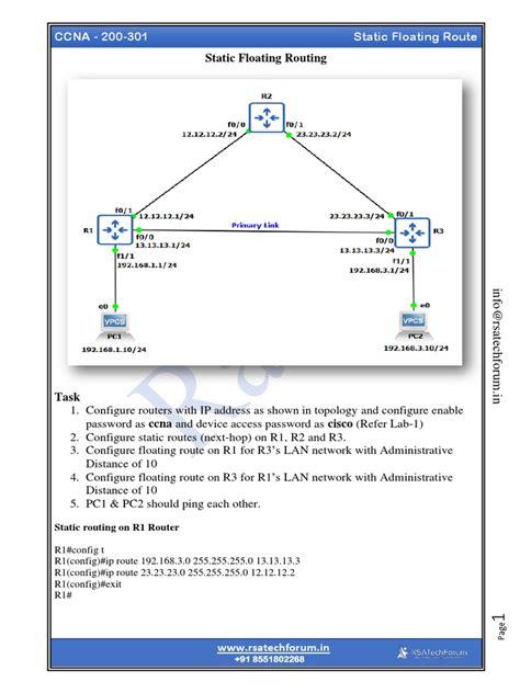 Ccna 200 301 Lab 8 Static Floating Download Free Pdf Networking