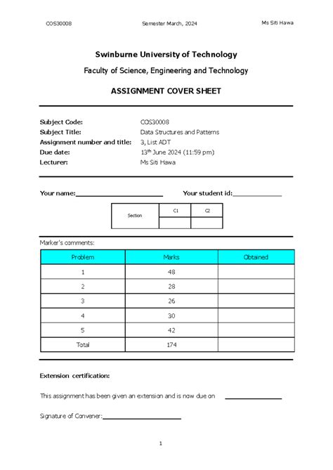 Problem Set 3 2 Question Swinburne University Of Technology Faculty Of Science Engineering