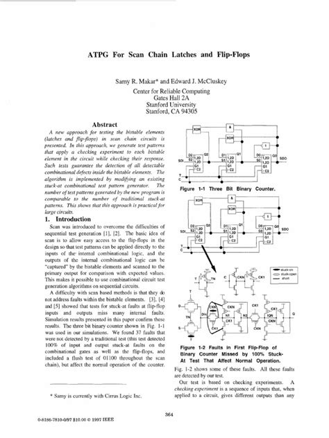 Atpg For Scan Chain Latches And Flipflops Pdf Electronic Circuits