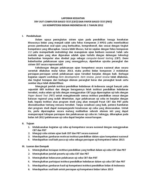 Laporan Kegiatan Try Out Computer Based Test Cbt Dan Paper Based Test