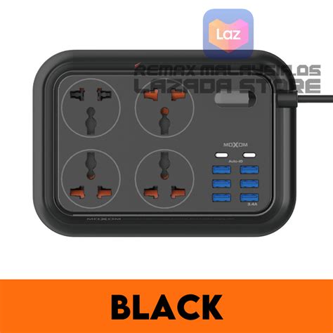 Moxom Official Auto Id Uk Plug 4 Universal Power Socket 6 Usb Port 2 Type C Pd Fast Charging 3