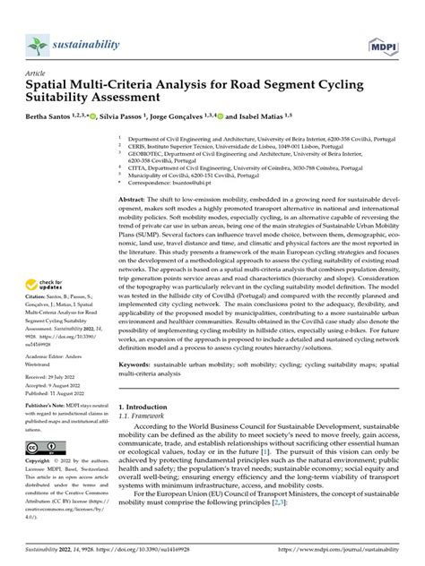 Spatial Multi Criteria Analysis For Road Segment Cycling Pdf