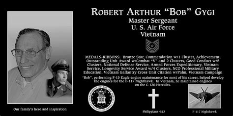 Master Sergeant Robert Arthur Gygi Mt Soledad Virtual Plaque
