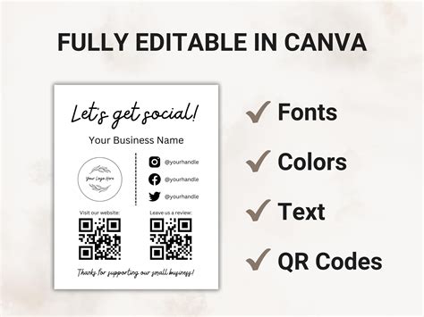Small Business Social Media Sign Template Qr Code Sign Instagram