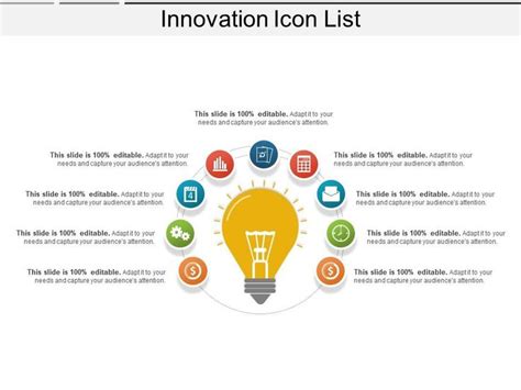 Innovation Icon List For Presentations