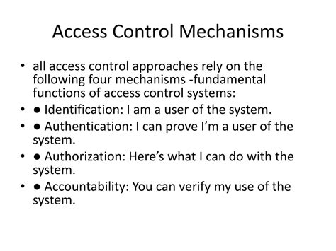 PPT Access Control Mechanisms PowerPoint Presentation Free Download ID