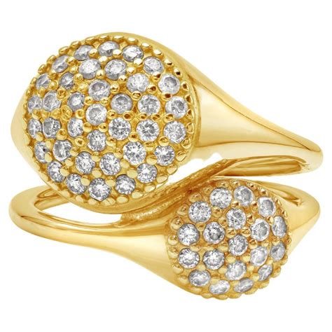 Pandora Micro Pave Round Diamond Bypass Ring In 18k Yellow Gold For