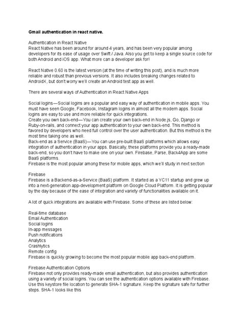 Gmail Authentication In React Native Download Free Pdf Mobile App Android Operating System