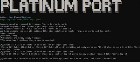 Github Dragoqcc Platinum Portscanner C Based Port Scanner With Some Common Options To Scan